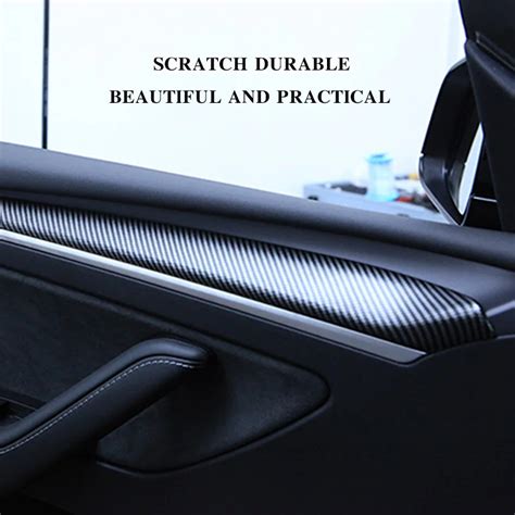 자동차 도어 장식 스티커 탄소 섬유 Abs 모델 Y 테슬라 모델 3 2021 용 액세서리 3 도어 트림 인테리어 액세서리