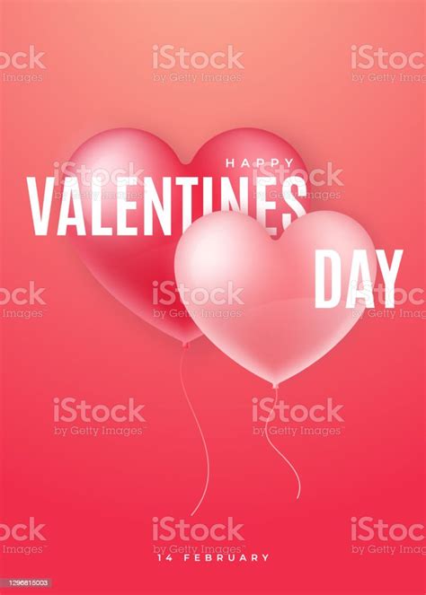 해피 발렌타인 데이 배너 장식 3d 사실풍선 하트 포스터 전단지 커버 및 초대를위한 발렌타인 템플릿 스톡 벡터 일러스트레이션 3차원 형태에 대한 스톡 벡터 아트 및 기타