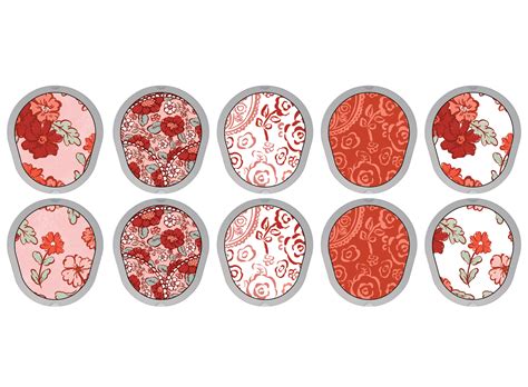 Dexcom G7 Transmitter Stickers Red Floral Dexcom Sticker 10 Count Glucomart