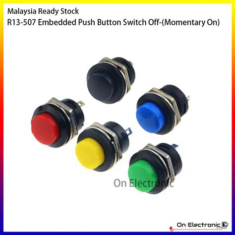 R Ms Embedded Push Button Switch Off Momentary On Pin A Vac Red Green Yellow