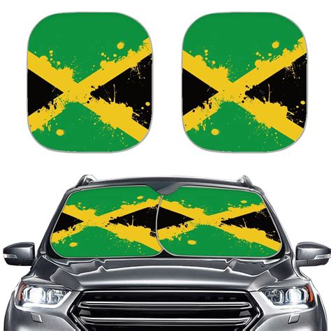 Yuyamidu Jamaican Flag Car Windshield Sun Shade Fashion Car Sun Shade