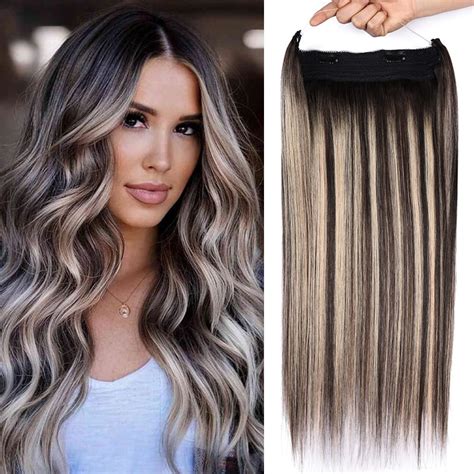 Funssiso Halo Human Hair Extensions Wire Hair Extensions