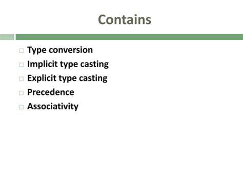 Type Conversion Precedence Associativity In C Programming PPT