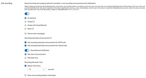 Manage Call Recording For Webex Calling