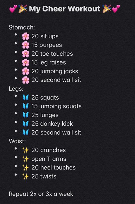Weekly Workout Plan With Cheer Workouts Tryout Flyers Stretches For