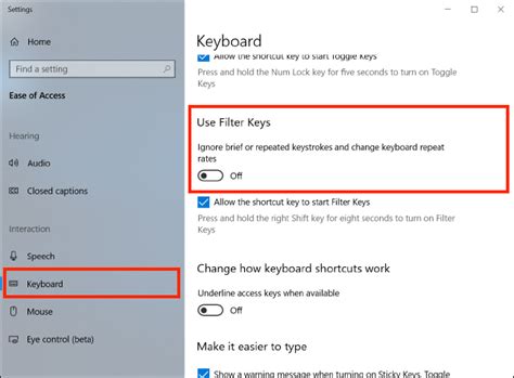 Windows Changing Keyboard Settings Using Filter Keys AbilityNet