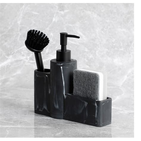 2 в 1 Дозатор за кухненски сапун с държач за гъба Дозатор за течности за миене на съдове за