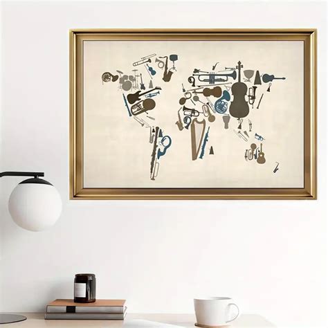 악기 실루엣 아트 프린트 캔버스 포스터 교실용 프레임 없는 벽 장식 교육 음악 지도 가정 사무실 카페용 텍스 Temu