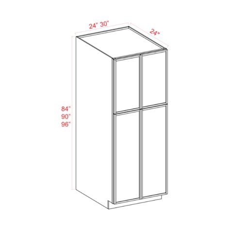 Slim Oak Shaker Tall Pantry Cabinet With 4 Doors 2430″w