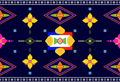 Ethnic Flowers Pattern Or Geometric Polygonal Repeating Overlay On