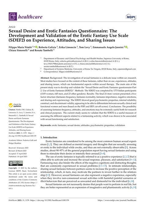 Pdf Sexual Desire And Erotic Fantasies Questionnaire The Development And Validation Of The