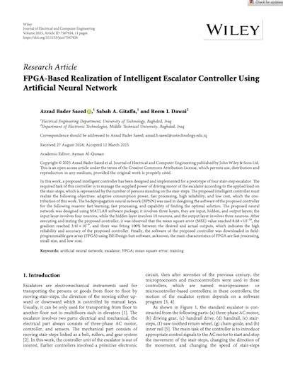 Fpga Based Realization Of Intelligent Escalator Controller Using