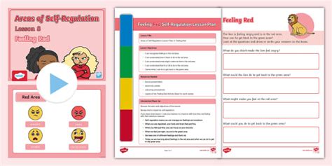 Ot Areas Of Self Regulation Lesson Plan 8 Feeling Red