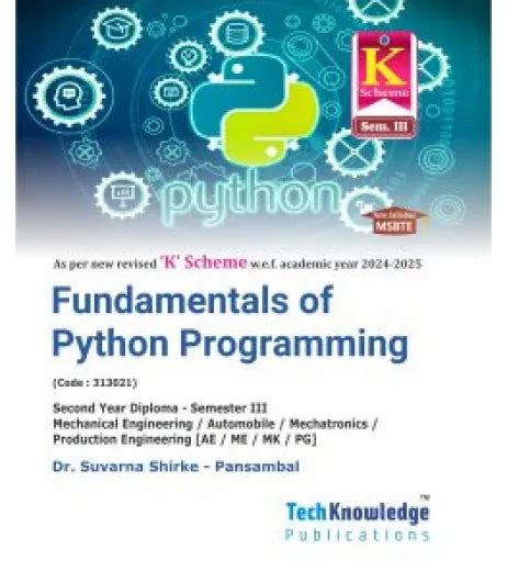 Fundamentals Of Python Programming Msbte K Scheme Diploma Sem 3 Dr Suvarna Shirke Pansambal