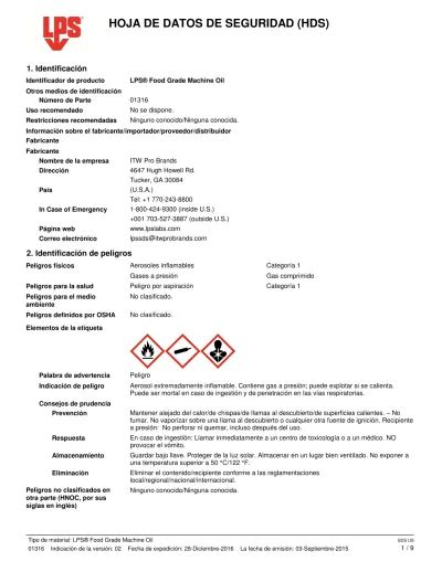 Hoja De Datos De Seguridad Hds