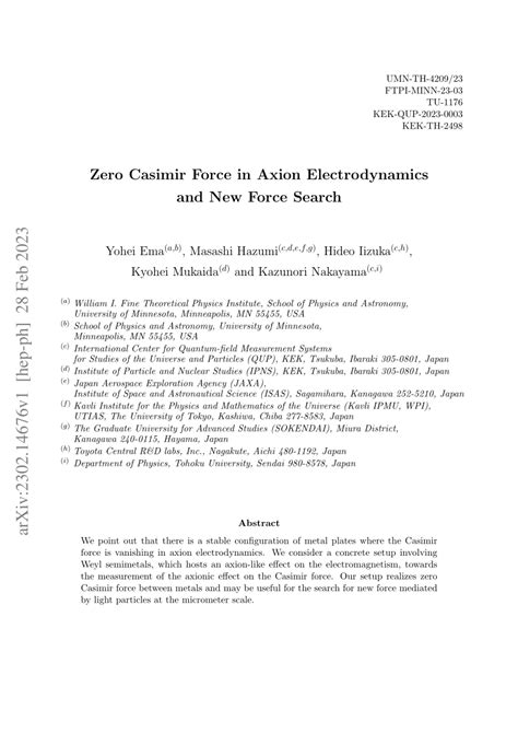 Pdf Zero Casimir Force In Axion Electrodynamics And New Force Search