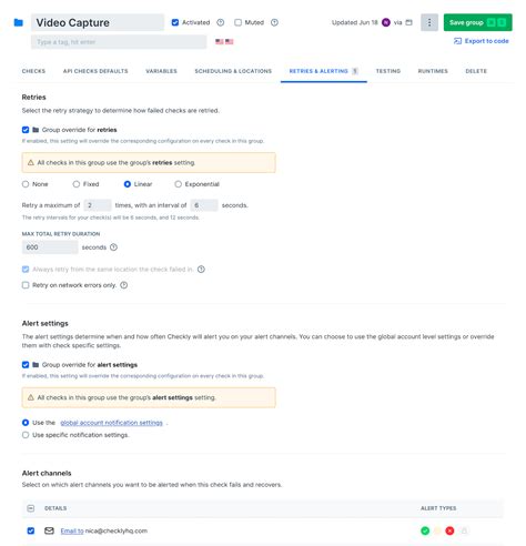 alert settings in checkly checkly docs