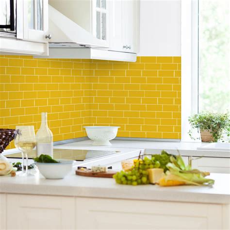 Create A Bright Welcoming Space With Yellow Backsplash Tile Home Tile Ideas