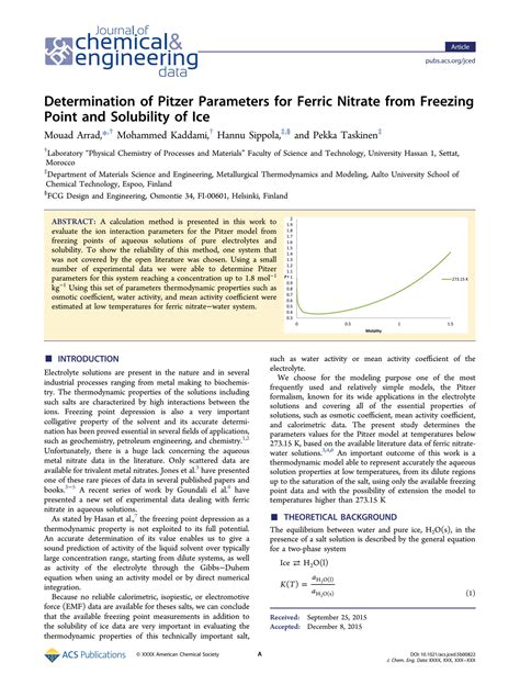 Solution Determination Of Pitzer Parameters For Ferric Nitrate From