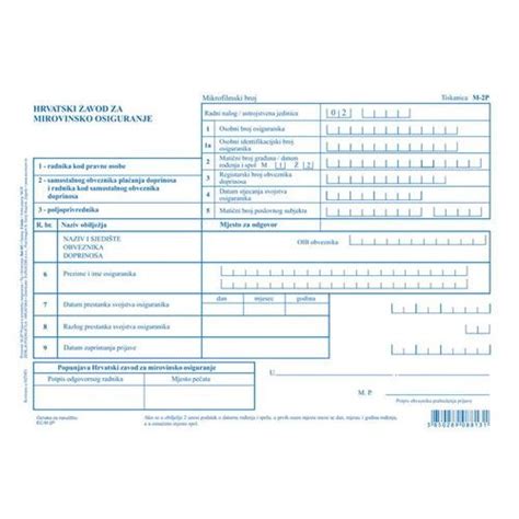 Obrazac M 2p Odjava Osiguranja