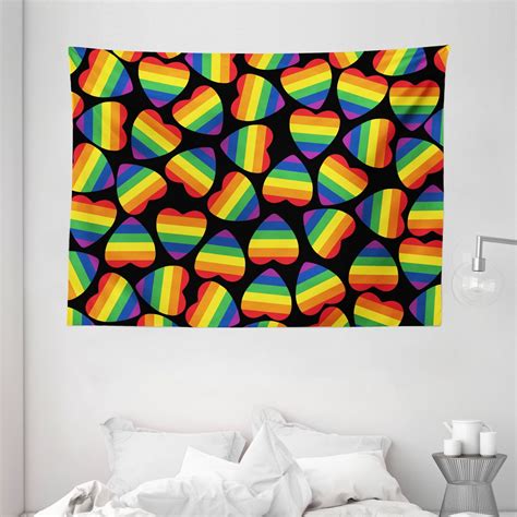 Pride Decorations Tapestry Set Of Colorful Heart Shapes With Gay