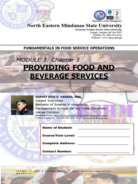 Fos Module 3 Chapter 3 Revised 2022 Pdf Tableware Spoon