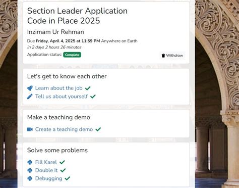 I Recently Applied For Stanford University Code In Place 2025 Program As A Section Leader Which