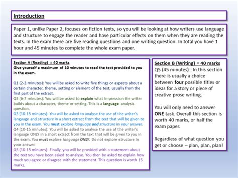 Eduqas English Component 1 Revision Teaching Resources