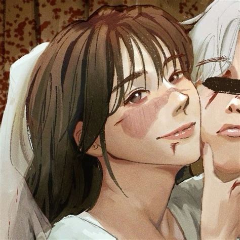 •gojo X Utahime 2 2• Ghost Face Mask Profile Picture Anime Best Friends