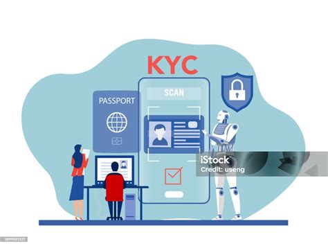 Kyc Or Know Your Customer With Robot Scanning Man Face Biometric