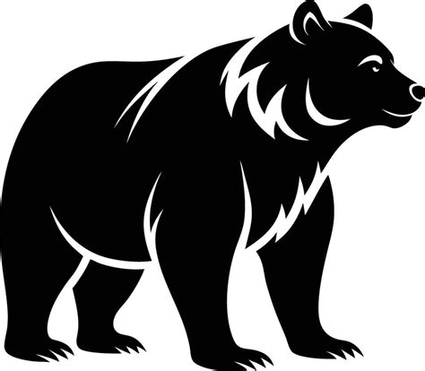 A Black Grizzly Bear Silhouette On A White Background 47256941 Vector