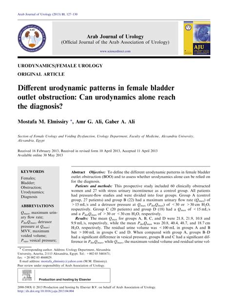 Pdf Different Urodynamic Patterns In Female Bladder Outlet