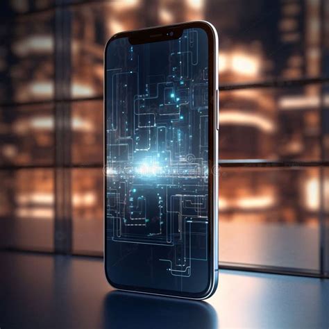 Smartphone With Abstract Circuit On The Screen 3d Rendering Stock Illustration Illustration