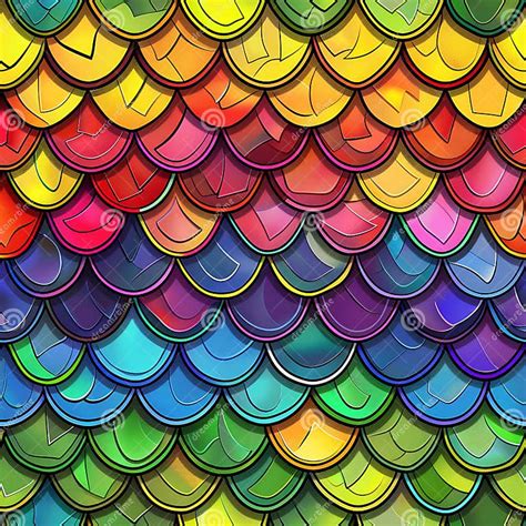 Rainbow Scales In A Seamless Tile Pattern Stock Illustration