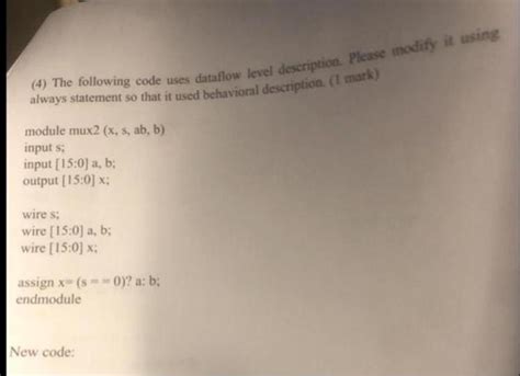 solved 4 the following code uses dataflow level