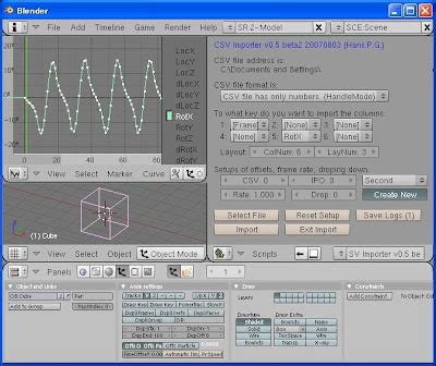 A Script To Import A Csv File And Create Ipo Curves Meshes For Blender X Python Support