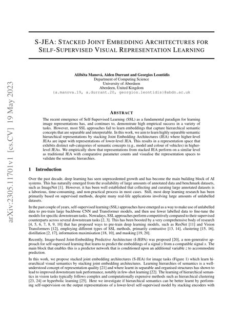 Pdf S Jea Stacked Joint Embedding Architectures For Self Supervised Visual Representation