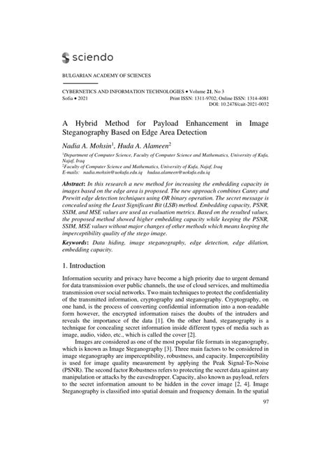 Pdf A Hybrid Method For Payload Enhancement In Image Steganography Based On Edge Area Detection