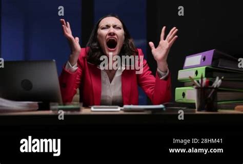 Fatigued Businesswoman Experiences Intense Work Related Stress Female