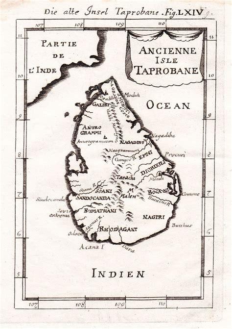 Ancienne Isle Taprobane Sri Lanka Ceylon Island Asia Asien Map