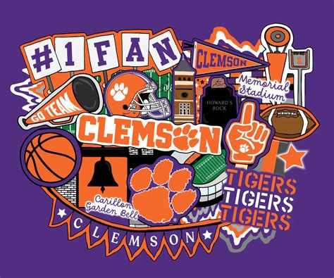 Clemson Tigers Ncaa College Doodle Panel 36x43 Sammy Sykel Enterpr