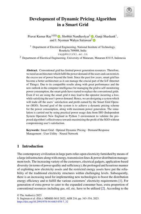 Pdf Development Of Dynamic Pricing Algorithm In A Smart Grid