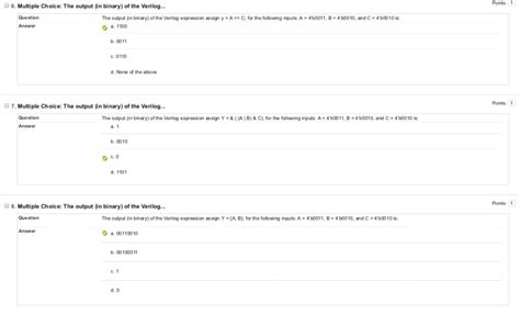 Points Multiple Choice The Output In Binary Of Chegg