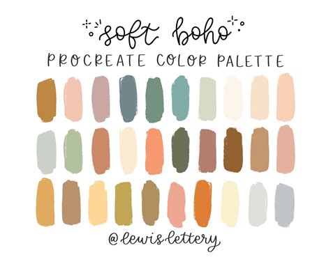 Soft Boho PROCREATE COLOR PALETTE Color Swatches IPad Etsy Boho