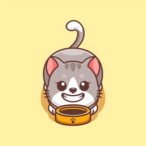 Premium Vector Cute Cat Asking For Food Cartoon