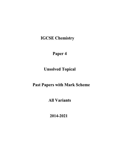 Igcse Chemistry P4 Pdf