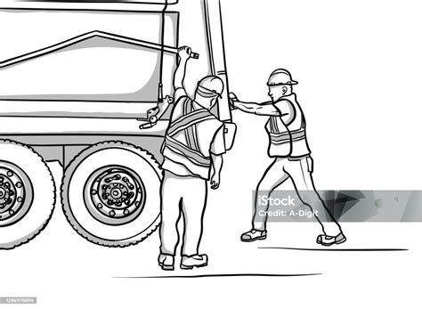 쓰레기 트럭 노동자 자동화 없음 쓰레기차에 대한 스톡 벡터 아트 및 기타 이미지 쓰레기차 라인아트 쓰레기 청소부 Istock