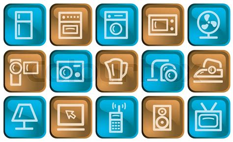 Home Electronics Button Set Stock Vector Colourbox