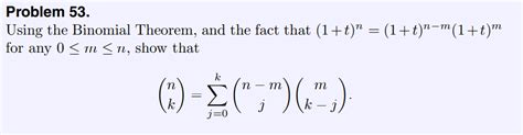 Solved Problem Using The Binomial Theorem And The Fact Chegg