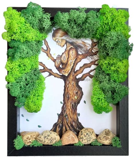 Картина със скандинавски мъх Пано Ръчно изработени ”Природа” със скандинавски мъх и ка